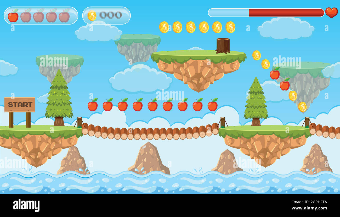 A Jumping Game Template Island Scene Stock Vector Image & Art - Alamy