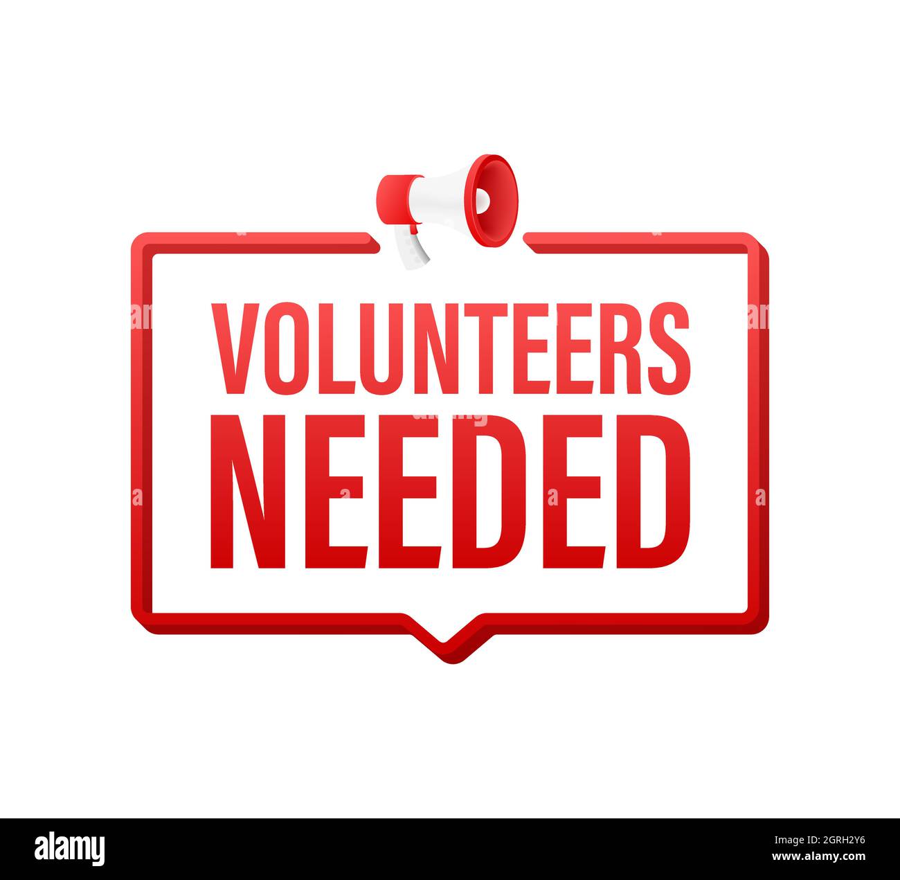 Megaphone label with volunteers needed. Megaphone banner. Web design ...