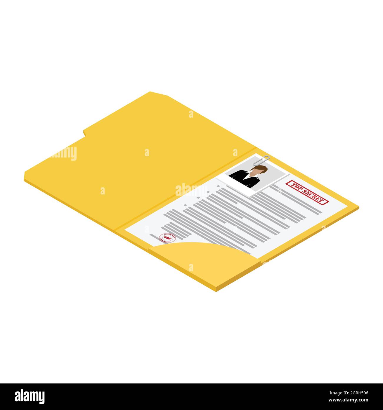Files with top secret document isometric view isolated on white ...