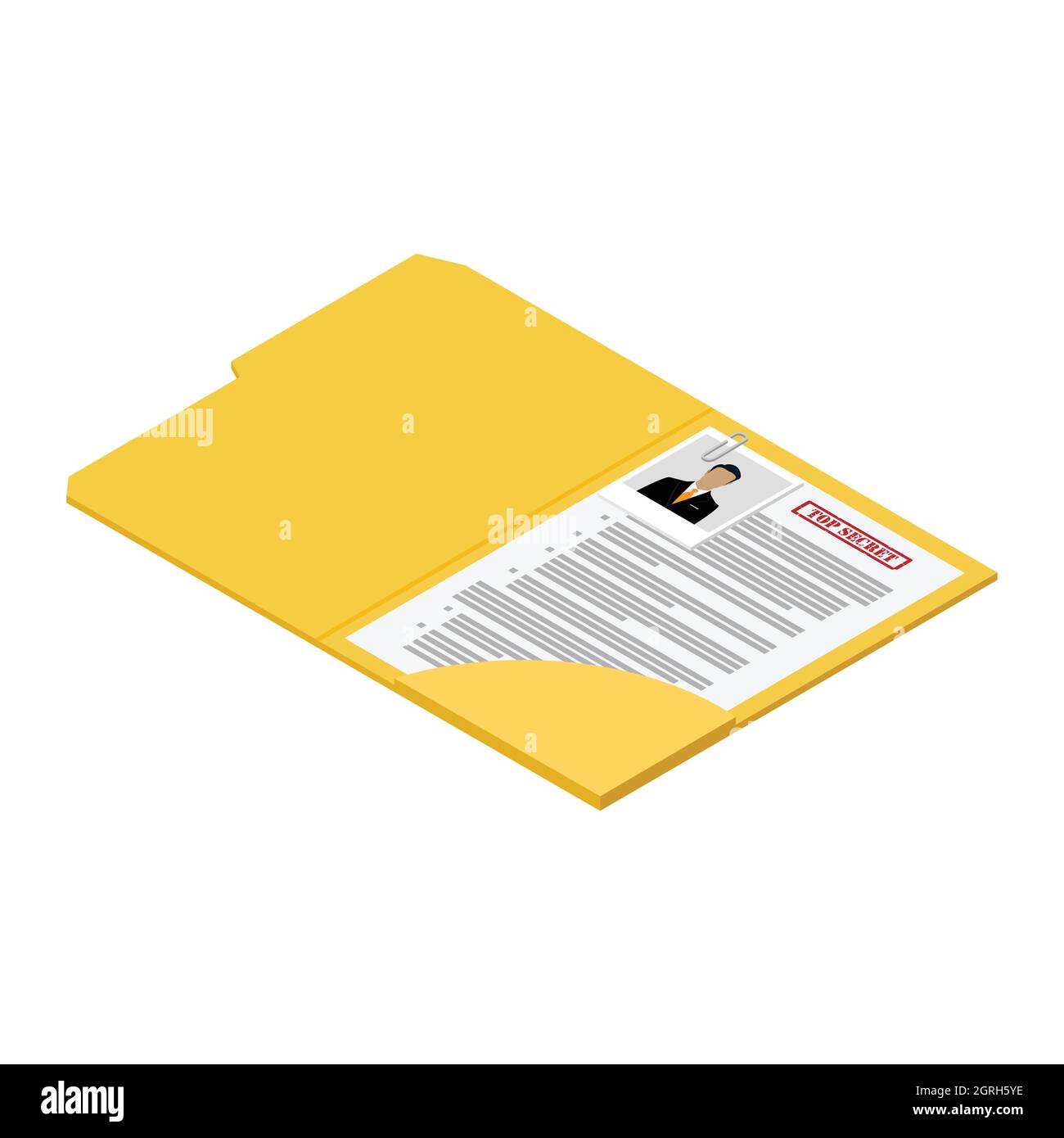 Files with top secret document isometric view isolated on white ...