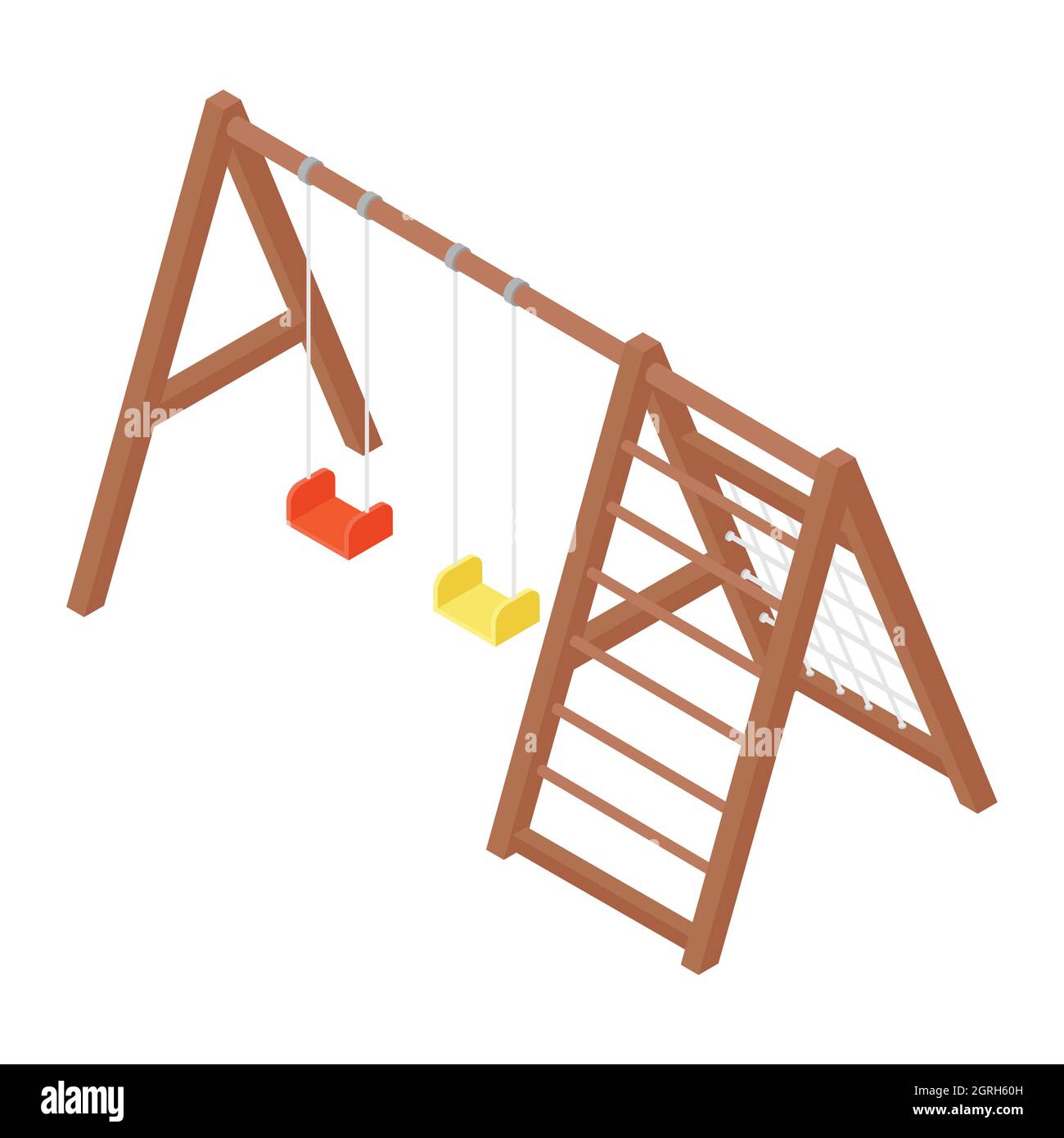 Wooden double swing isolated on white background isometric view ...