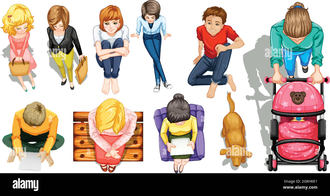 Top view of people sitting and walking Stock Vector Image & Art - Alamy