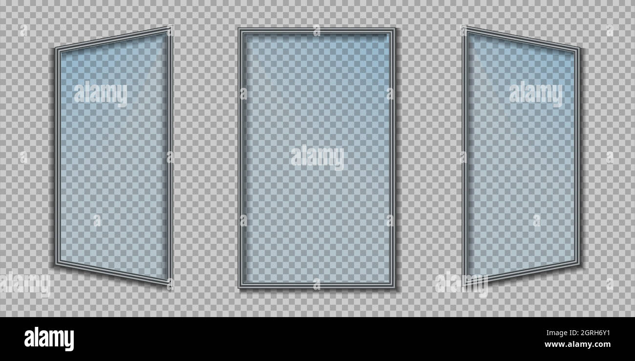 Realistic windows. Frames and glass on a transparent background. EPS 10 ...