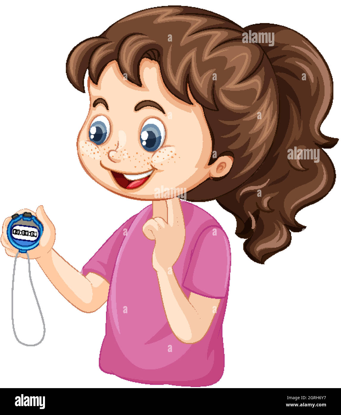 Sport coach girl holding a timer cartoon character Stock Vector Image ...