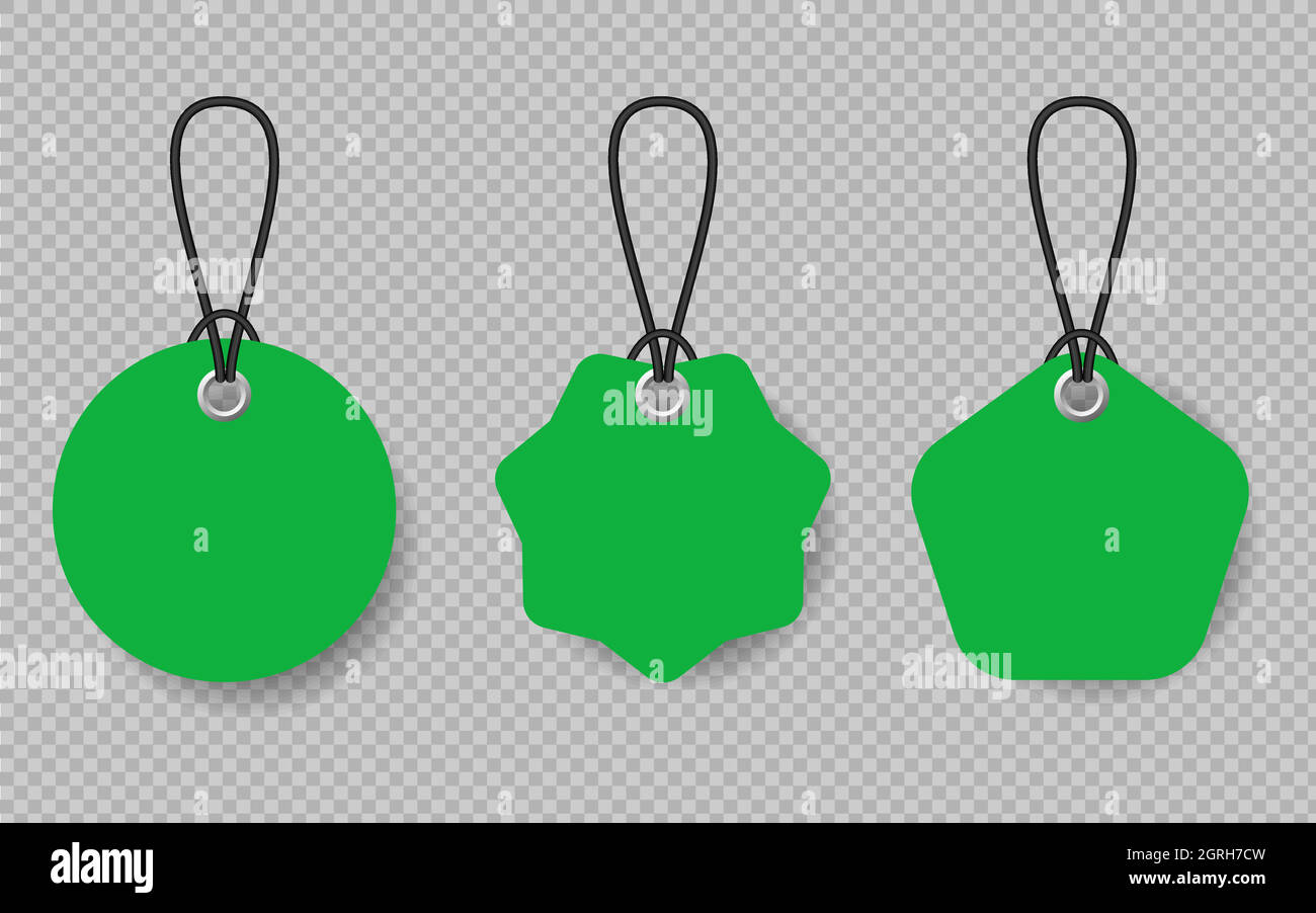 Set of green price tags with black lace on transparent background. EPS ...