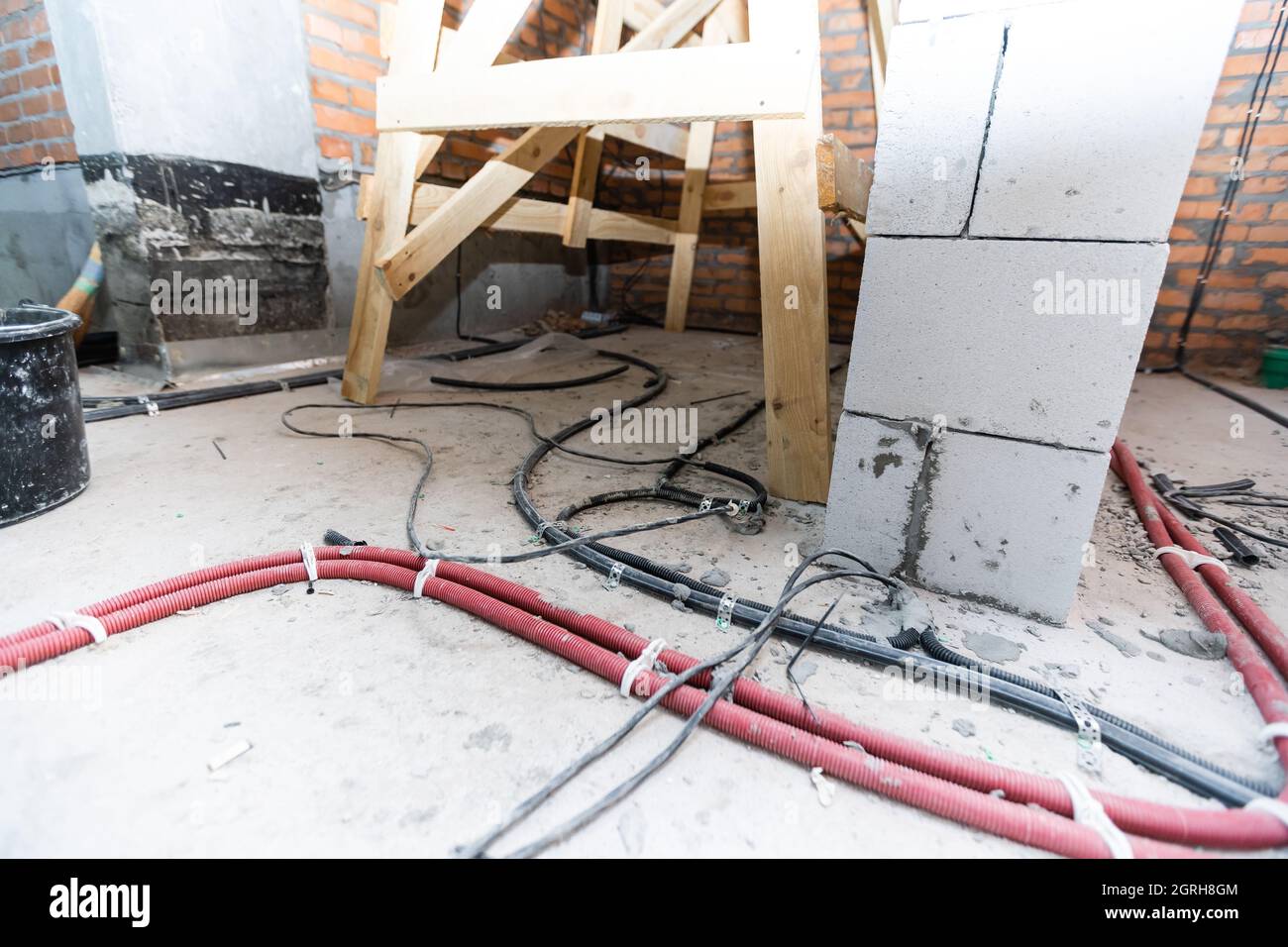 interior construction building site and electrical installation Stock ...