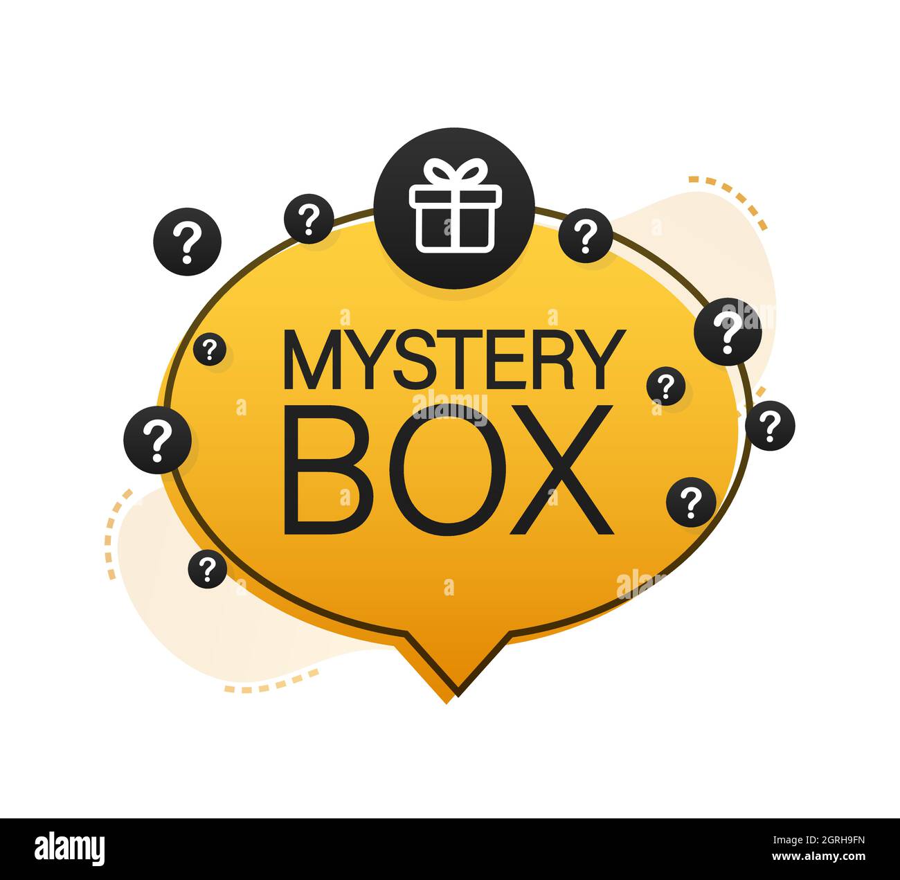 Mystery box banner. Packaging for concept design. Surprise present ...
