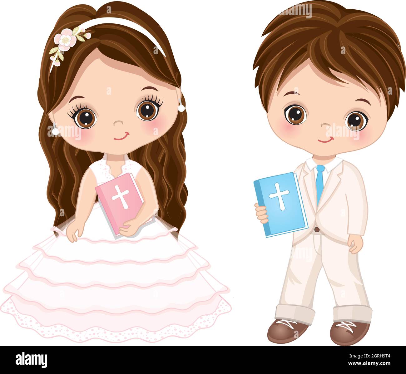First Communion for Kids. Vector 1st Communion for Cute Little Girl and ...