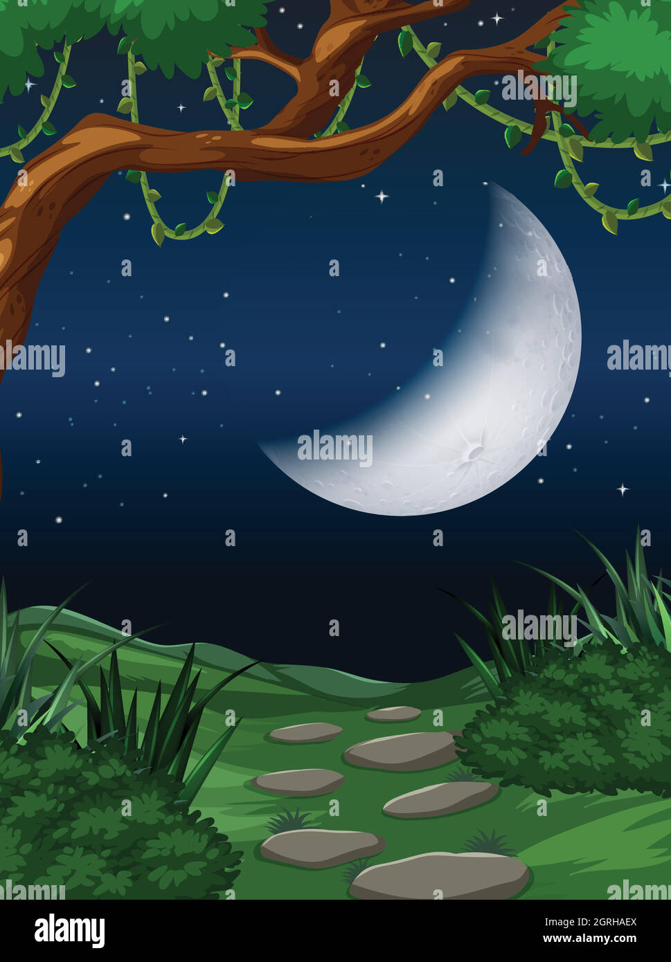Cresent moon nature scene Stock Vector Image & Art - Alamy