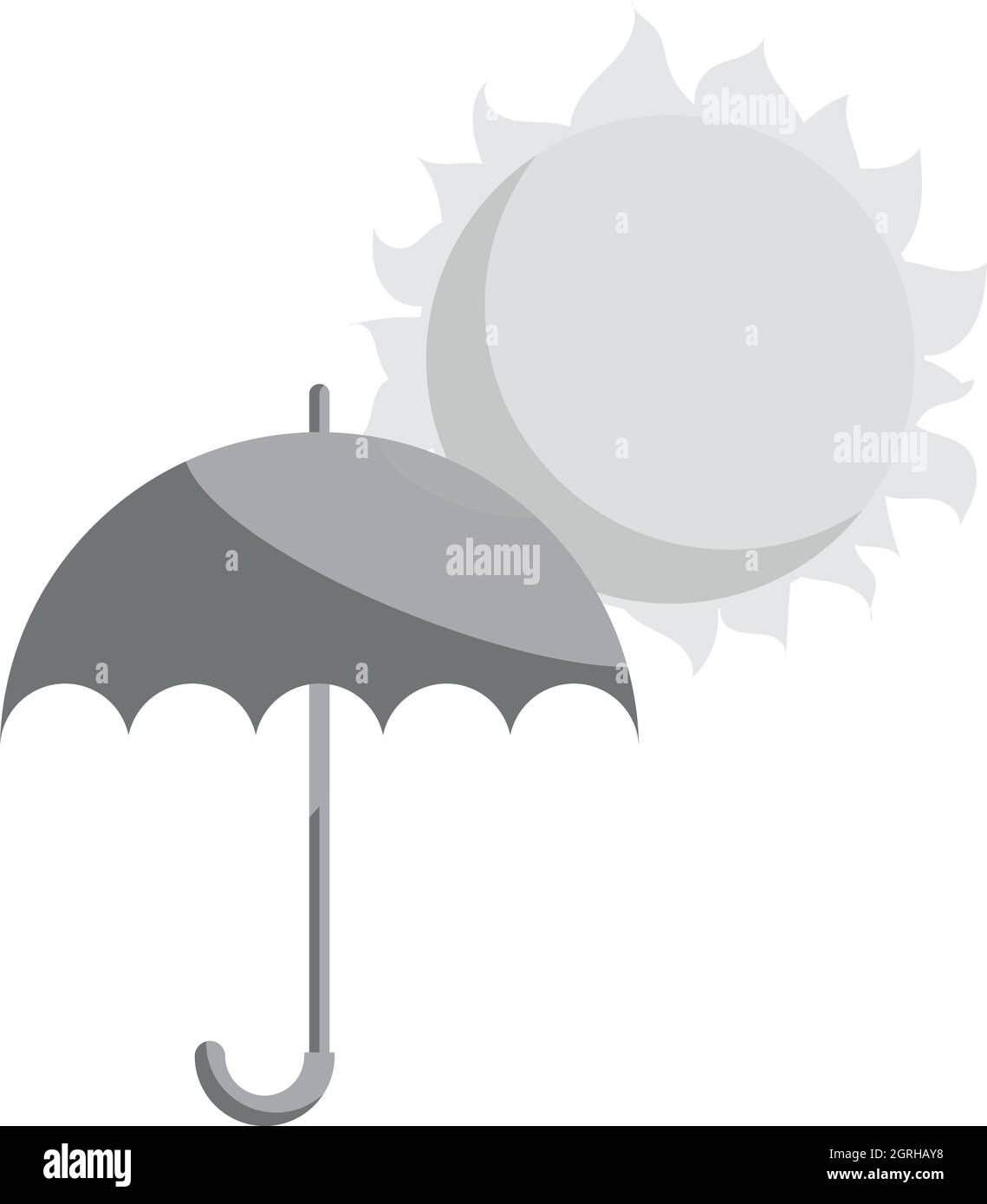 Umbrella and sun icon, black monochrome style Stock Vector Image & Art ...