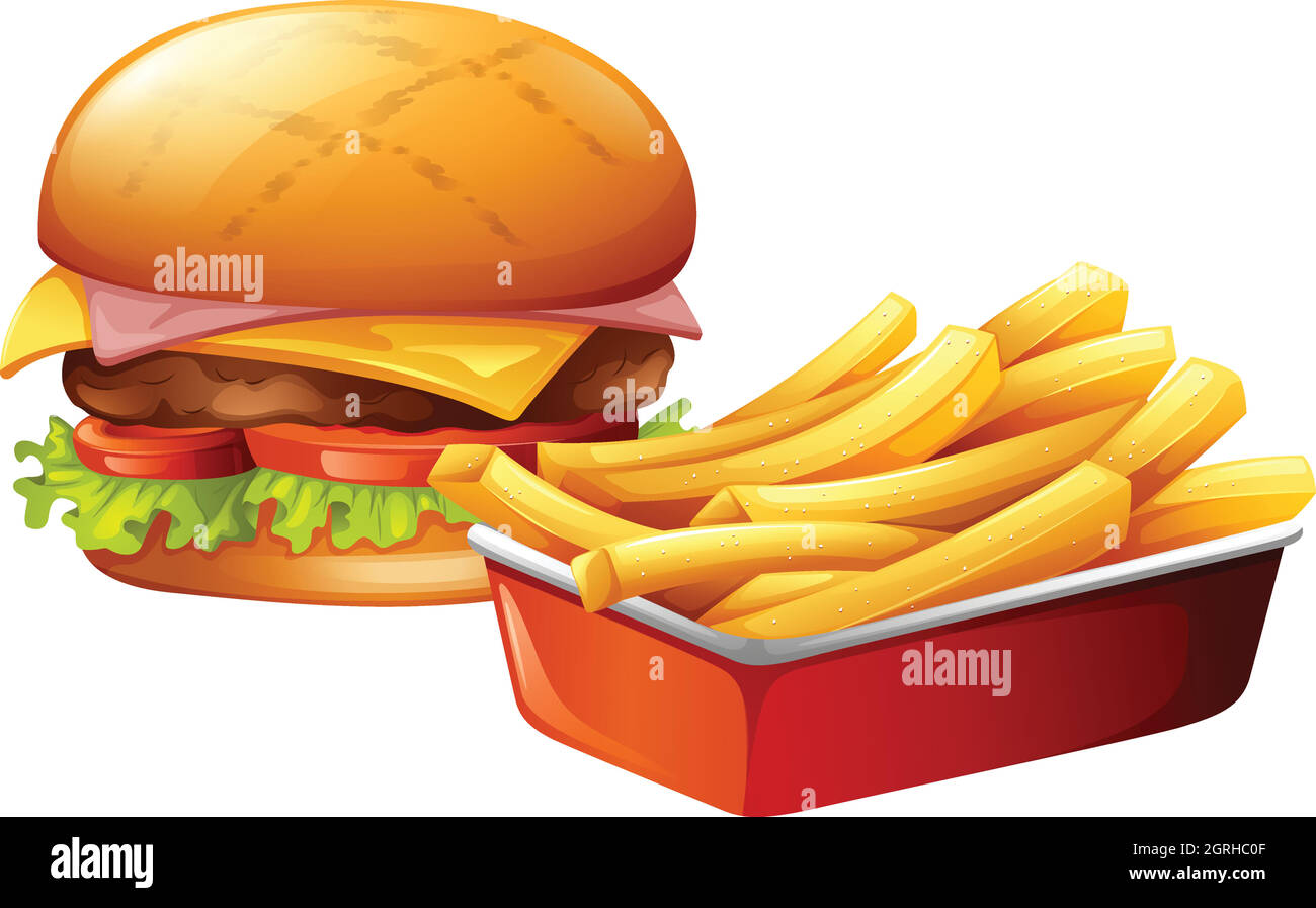 Lunch burger french fries Stock Vector Images - Alamy