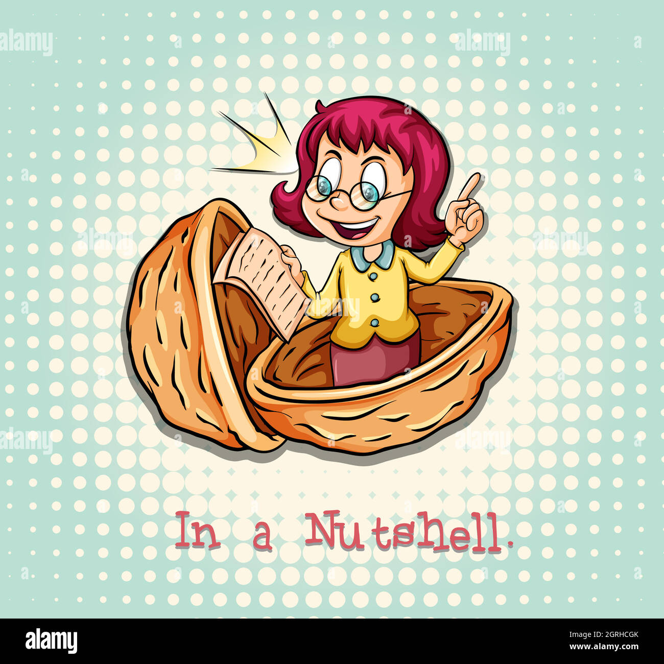 Girl in a nutshell idiom Stock Vector Image & Art - Alamy