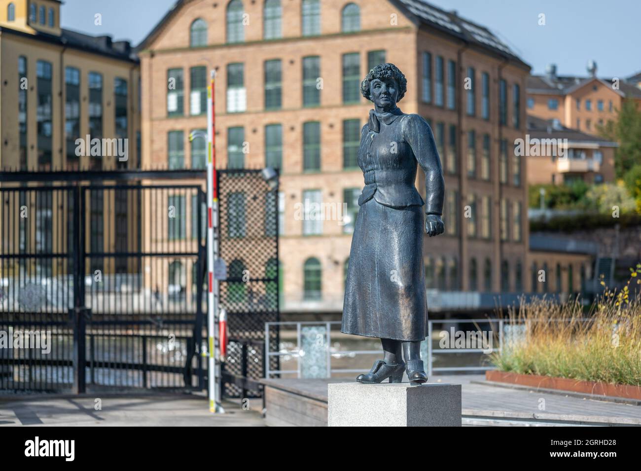 Statue of author Moa Martinson by Peter Linde in the old industrial ...