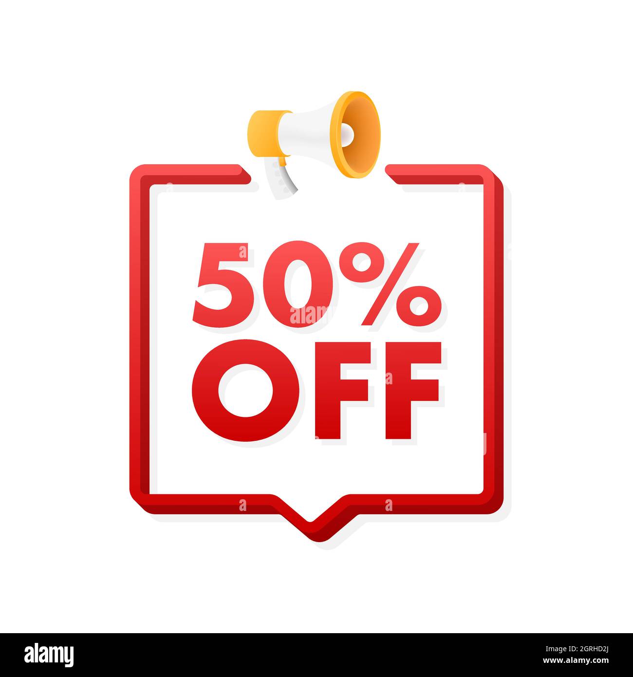 50 Percent OFF Sale Discount Banner With Megaphone Discount Offer