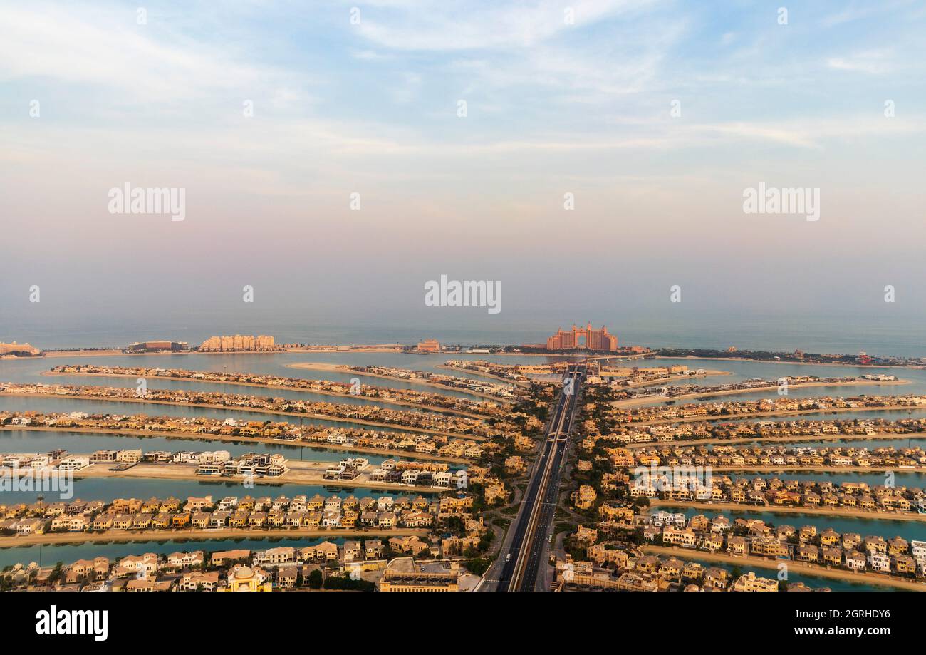 Dubai, UAE - 09.24.2021 Man made island, Palm Jumeirah and Atlantis ...