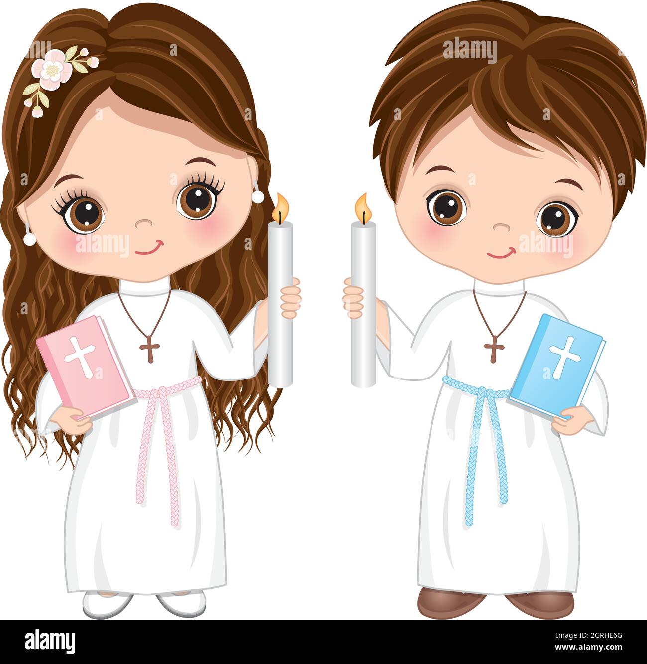 First Communion for Kids. Vector 1st Communion for Cute Little Girl and ...