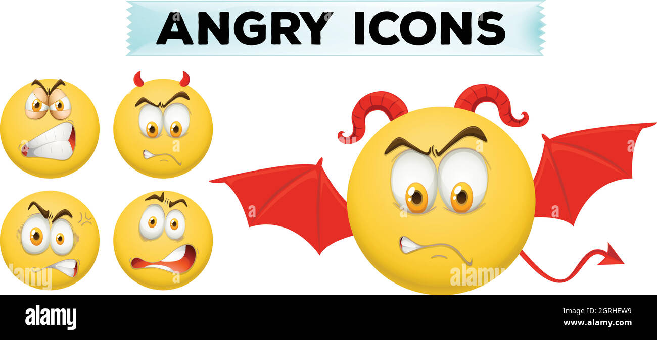 Angry icons on yellow balls Stock Vector Image & Art - Alamy