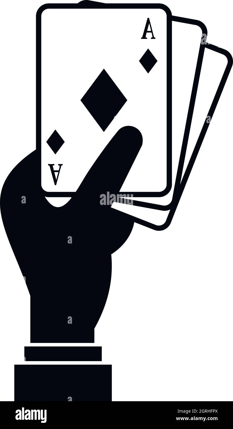 Hand holding playing cards icon, simple style Stock Vector Image & Art ...