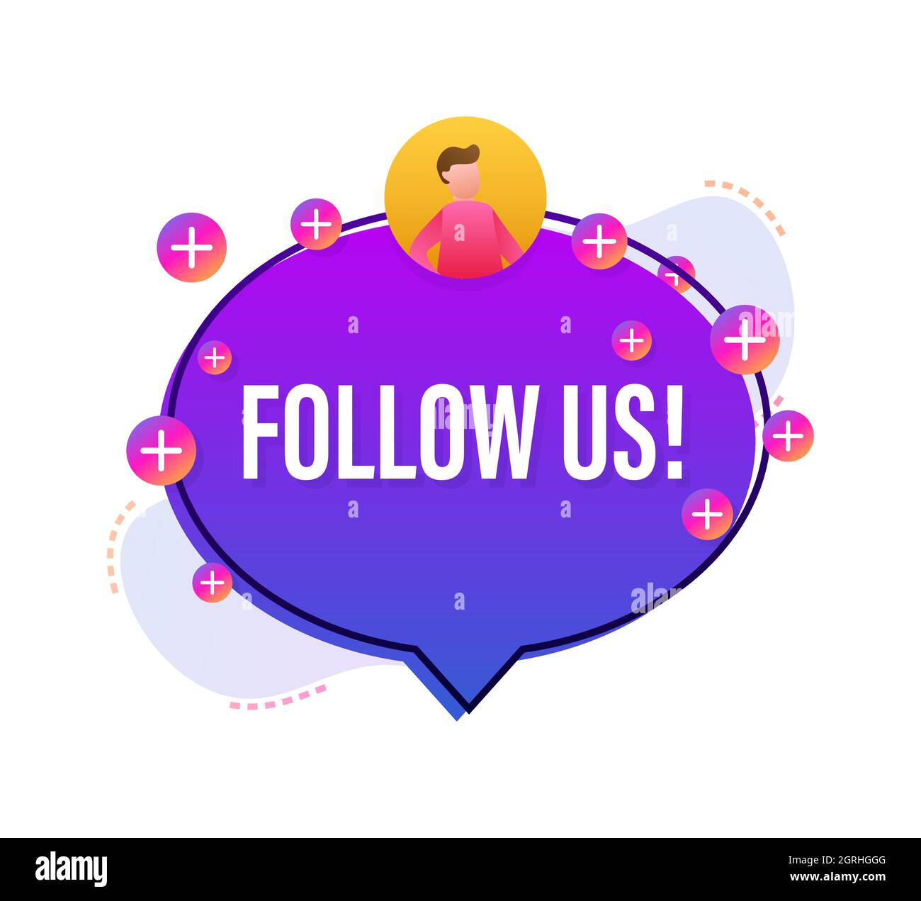 Button Follow us on white background. Vector illustration Stock Vector ...