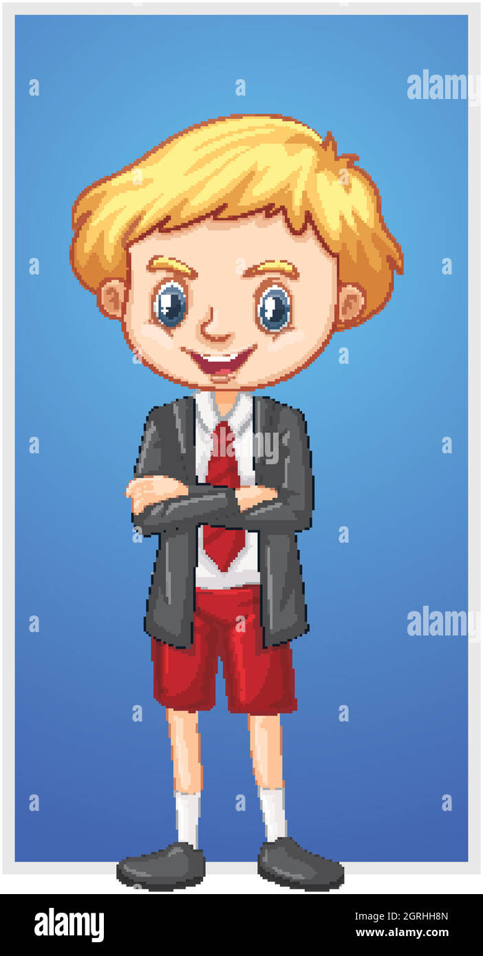 Happy boy in school uniform Stock Vector Image & Art - Alamy