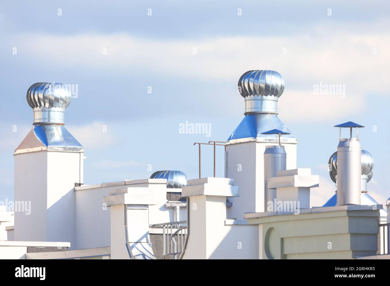 Roof Extractor Fans on the Rooftop . Mounted Exhaust Fan for Air ...