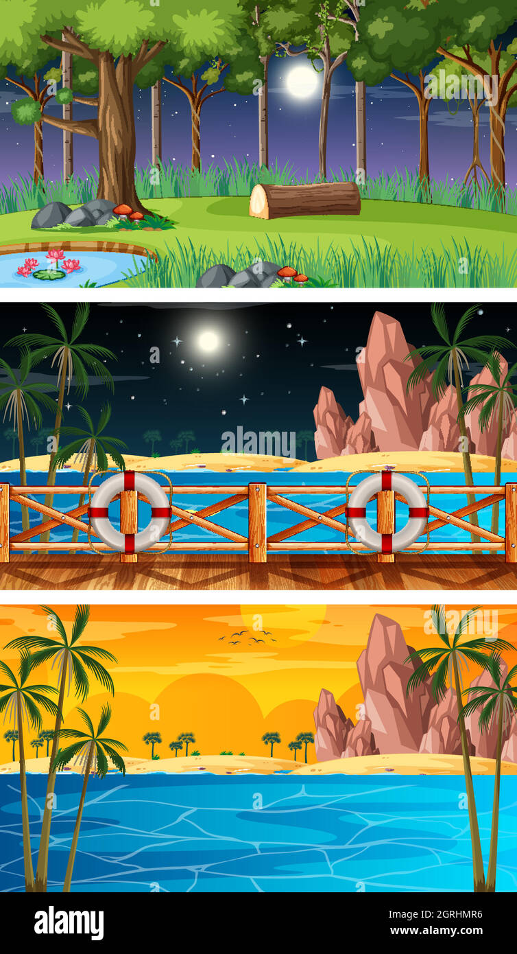 Three different nature horizontal scenes Stock Vector Image & Art - Alamy