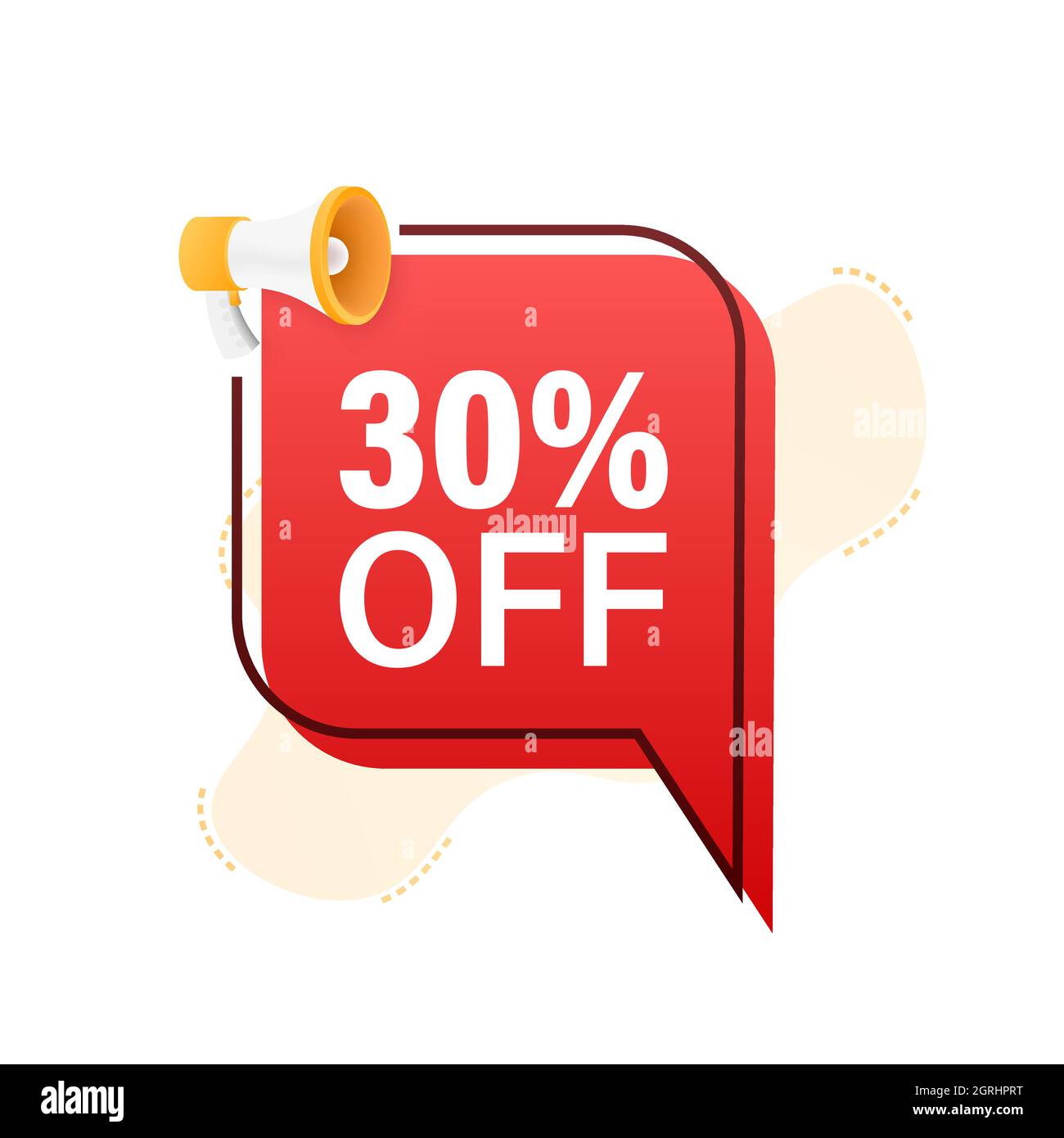 30 percent OFF Sale Discount Banner with megaphone. Discount offer ...