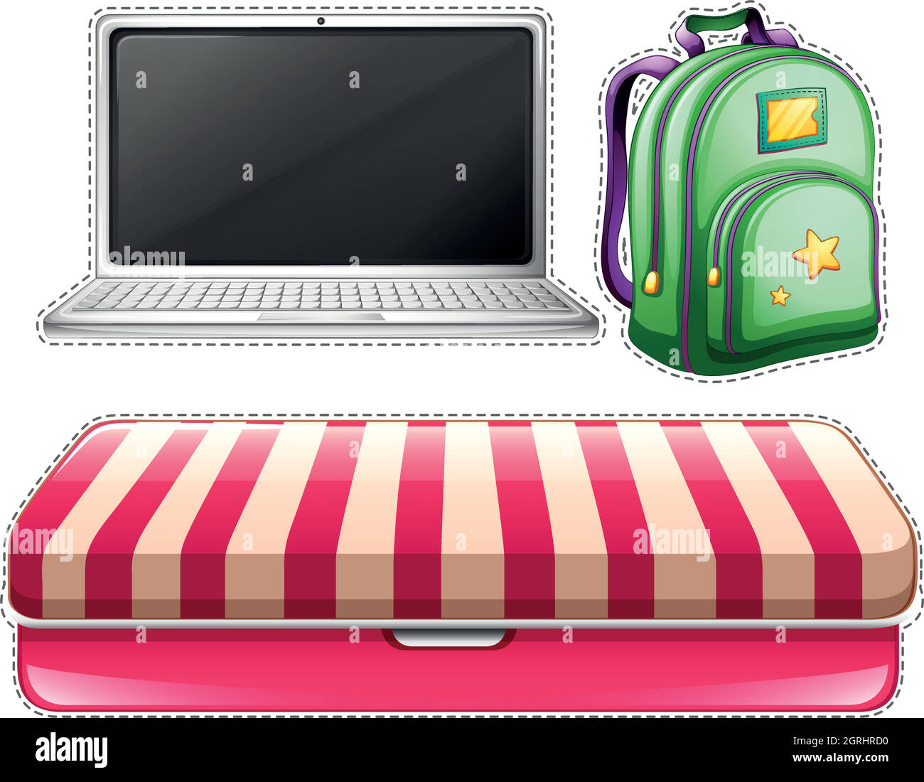 Sticker set of computer and backpack Stock Vector Image & Art - Alamy