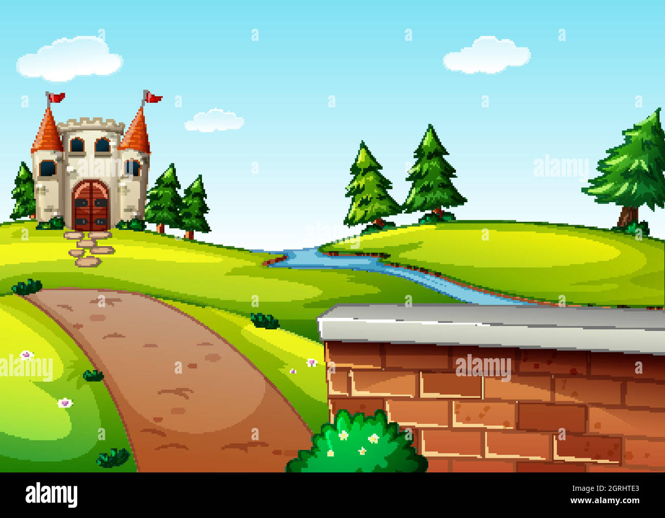 Long way to castle scene cartoon style Stock Vector Image & Art - Alamy
