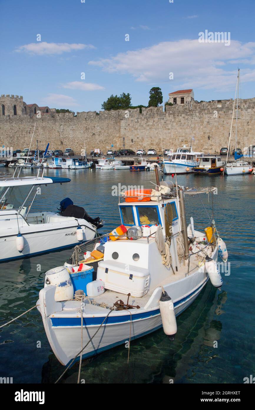 Fishing Boat, Kolona Harbour, Rhodes Town, Rhodes, Dodecanese Island ...