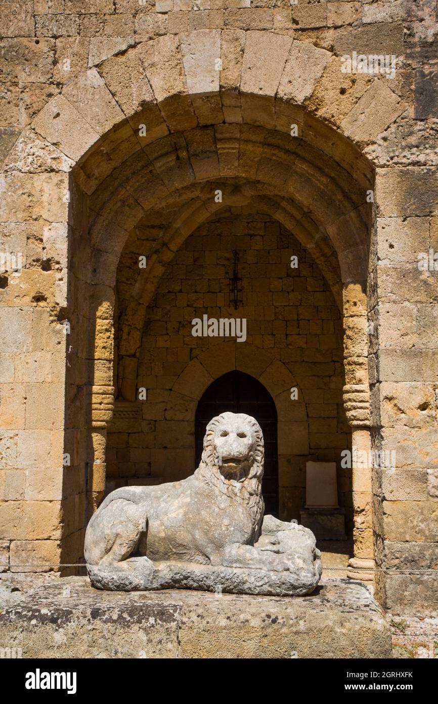 Grave Statue of Lion, Archaeological Museum, Rhodes Old Town, Rhodes ...