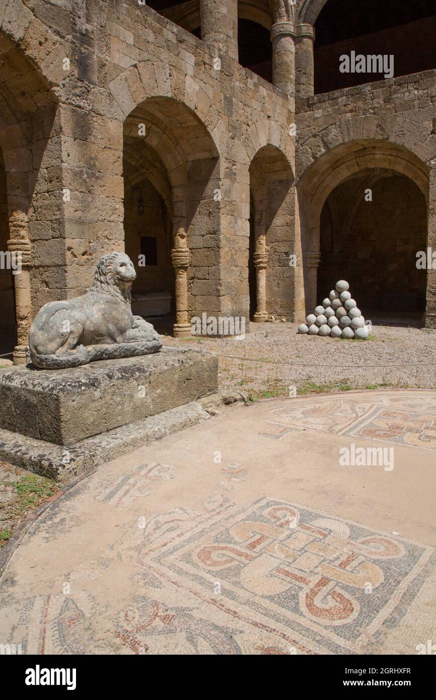 Grave Statue of Lion with Mosaics, Archaeological Museum, Rhodes Old ...