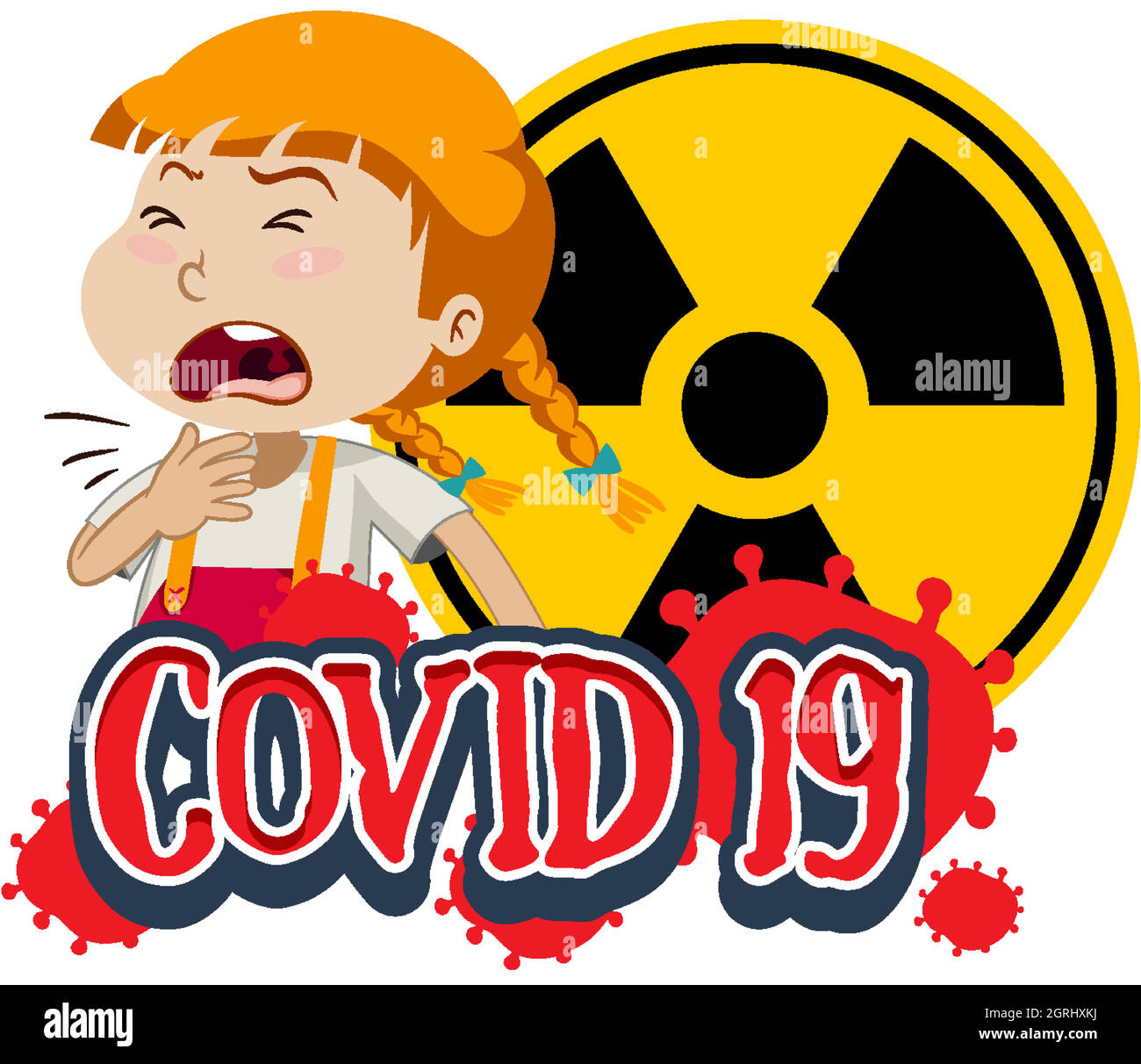 Covid 19 sign template with sick girl coughing Stock Vector Image & Art ...