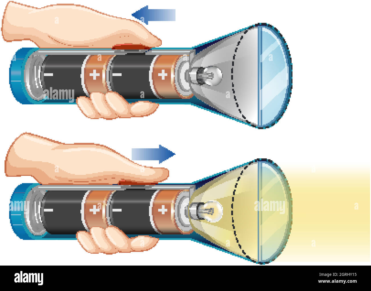 Diagram showing how batteries creating light Stock Vector Image & Art ...