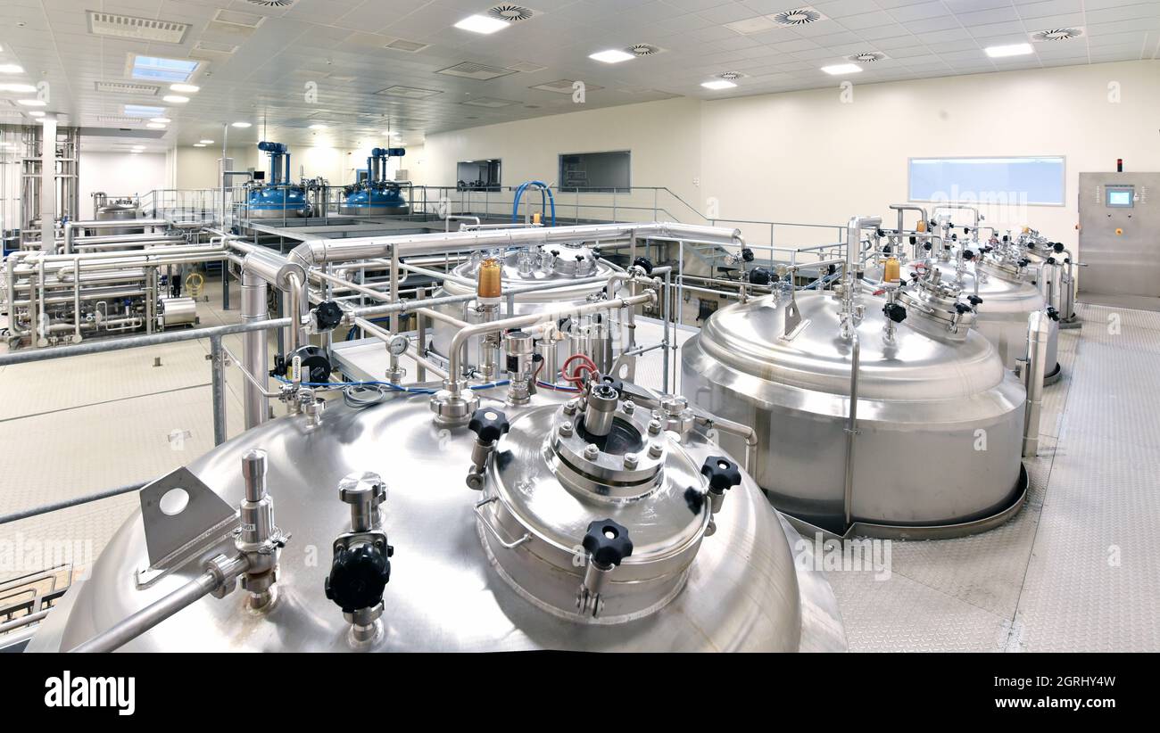 Interior of an industrial plant - pipelines, tank for storage Stock ...