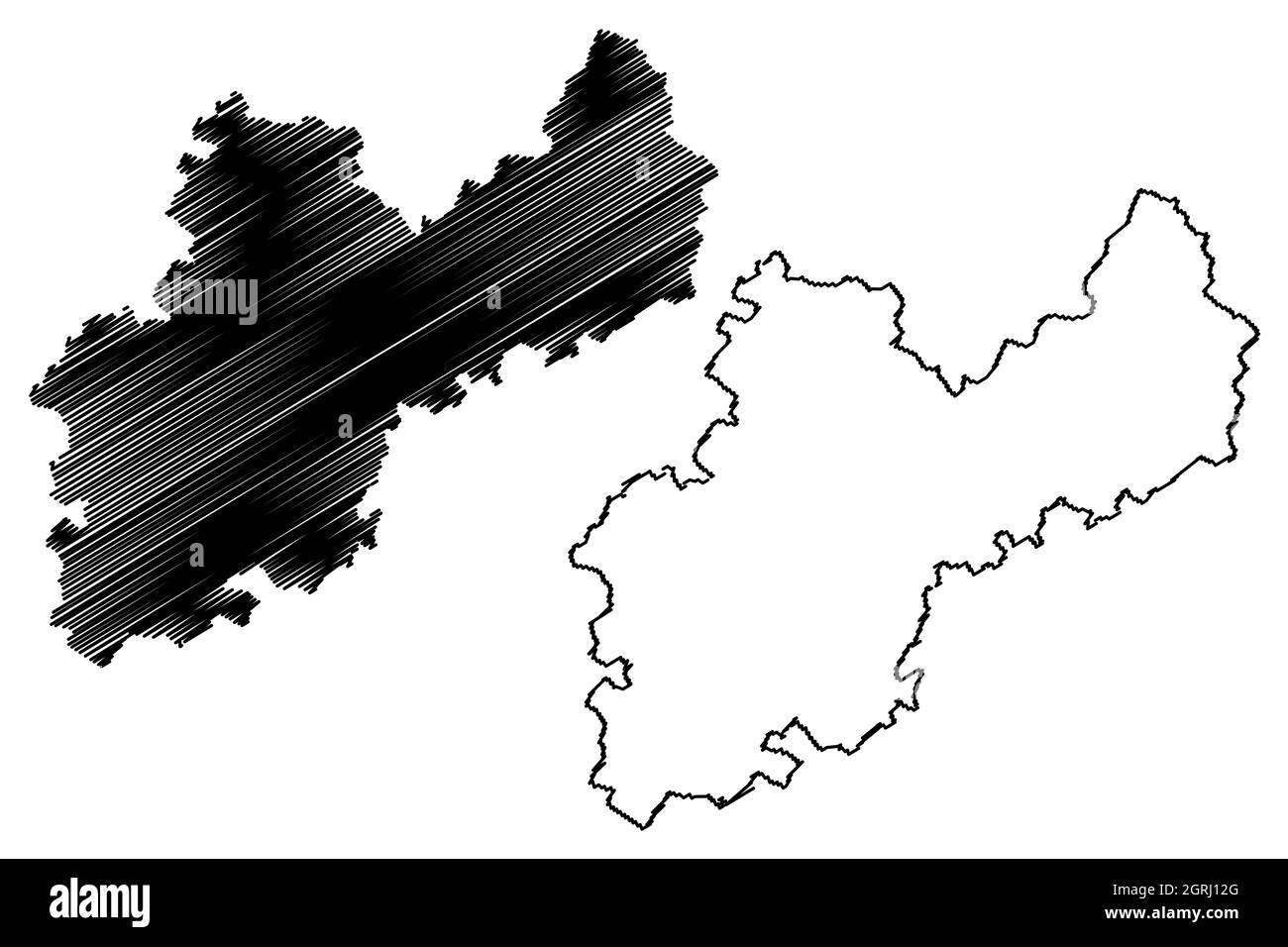Hathras district (Uttar Pradesh State, Republic of India) map vector ...