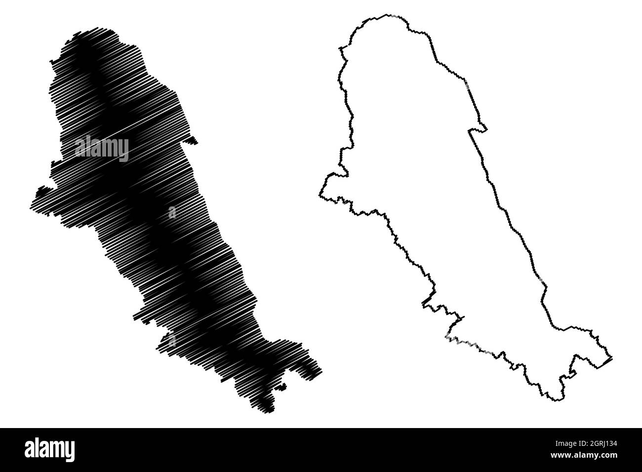 Hoshiarpur district (Punjab State, Republic of India) map vector ...
