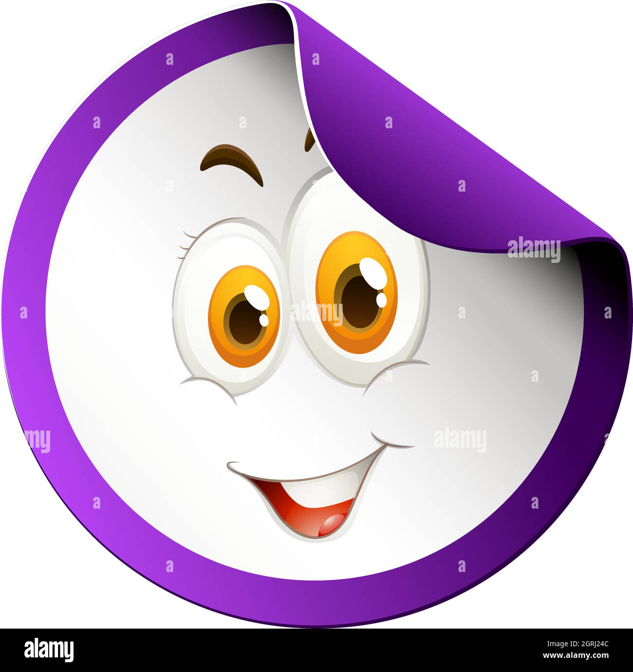 Happy face round sticker Stock Vector Image & Art - Alamy