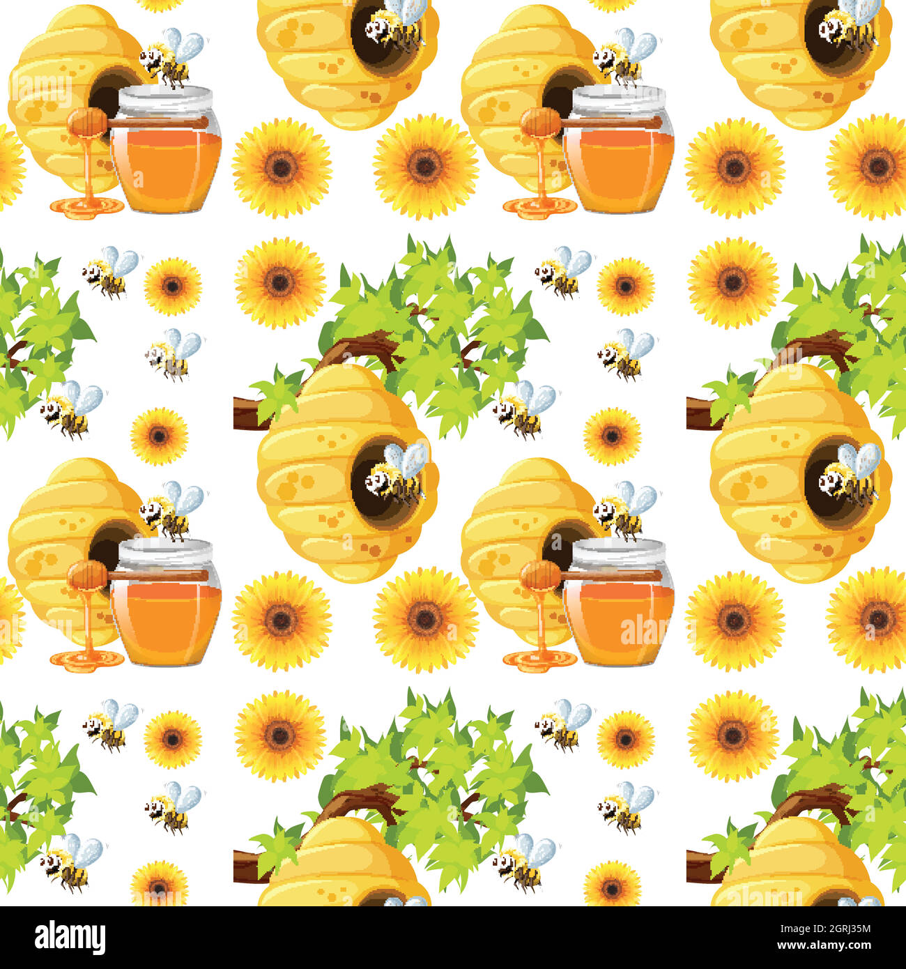 Seamless pattern flying bees Cut Out Stock Images & Pictures - Alamy