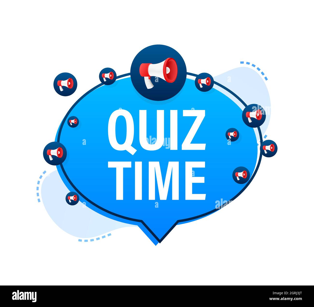Megaphone banner isolated on white background - Quiz time. Vector ...
