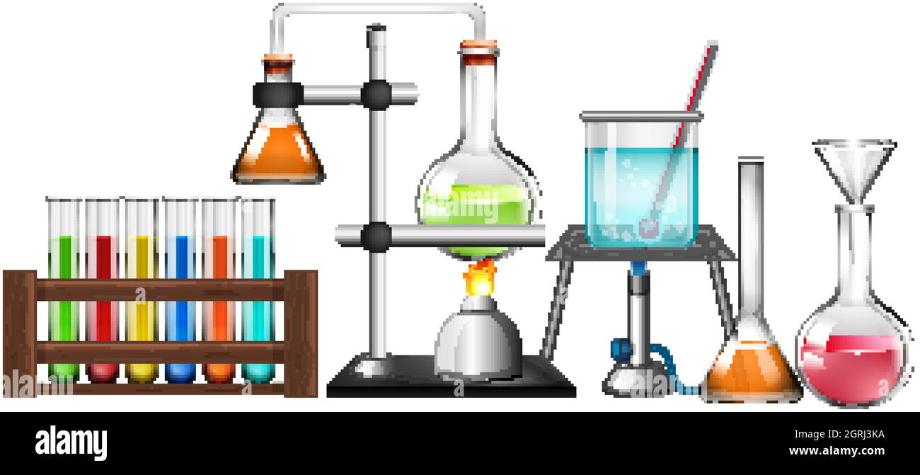 Set of science equipments on white background Stock Vector Image & Art ...