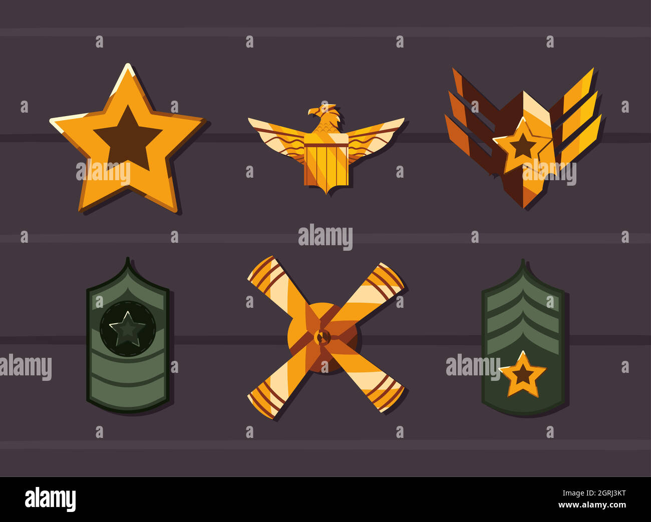 Military forces badges symbols on striped background Stock Vector Image ...