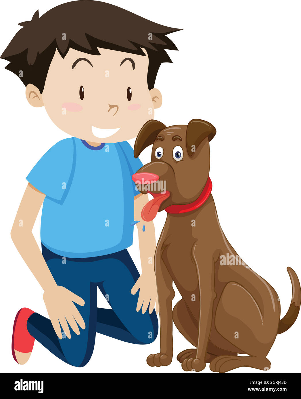 Young boy with pet dog Stock Vector Image & Art - Alamy
