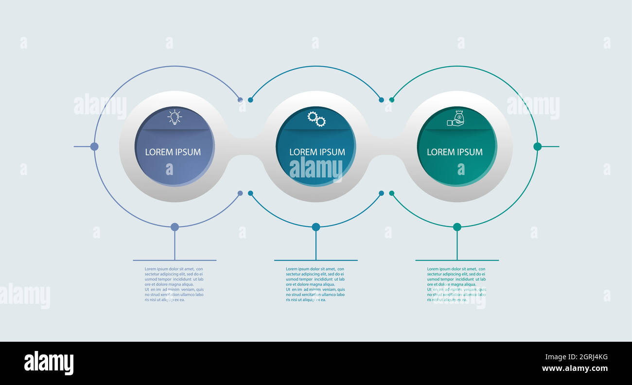 Infographics. Three steps to success, a business project, a startup ...