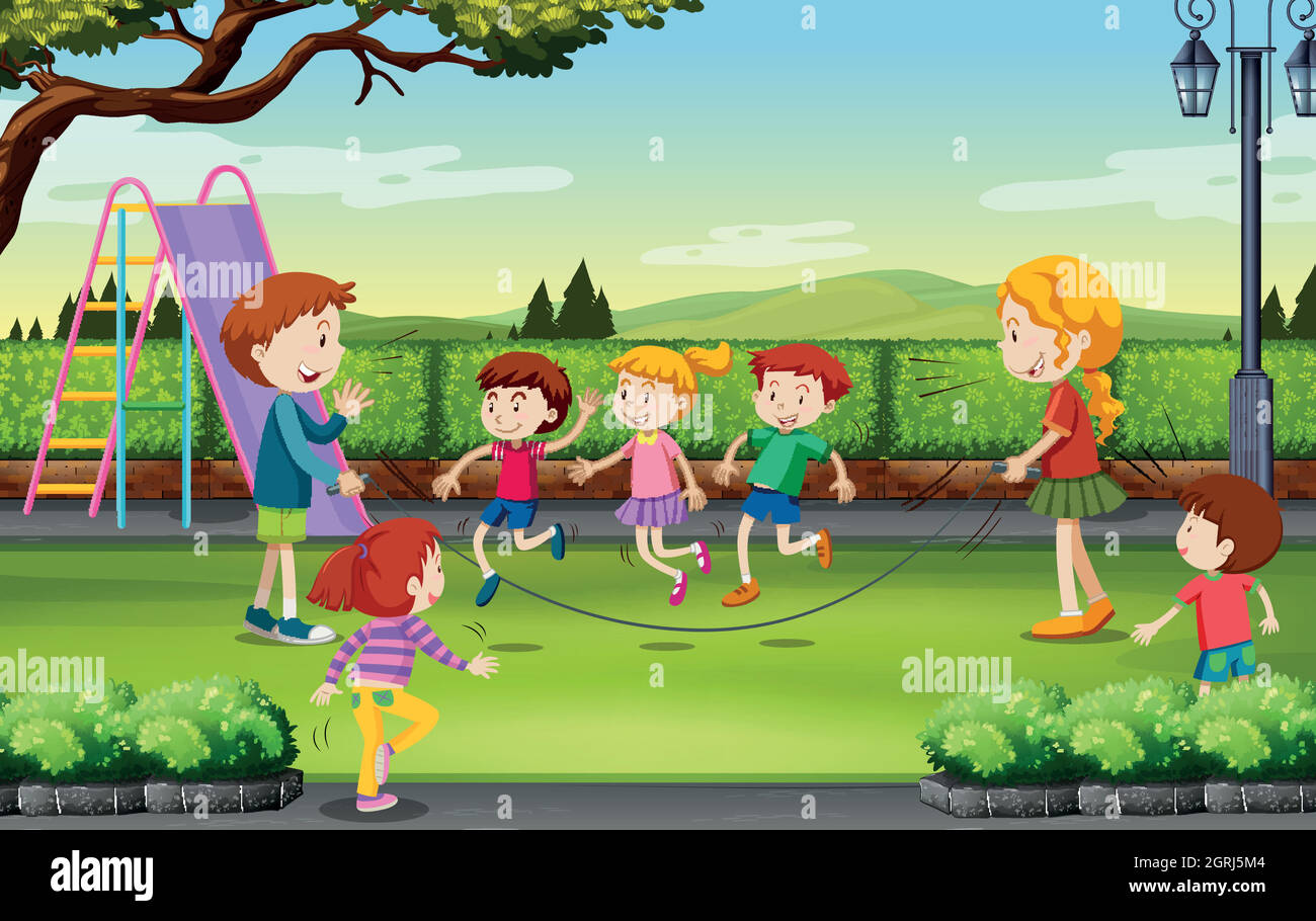 Jumping rope children hi-res stock photography and images - Alamy