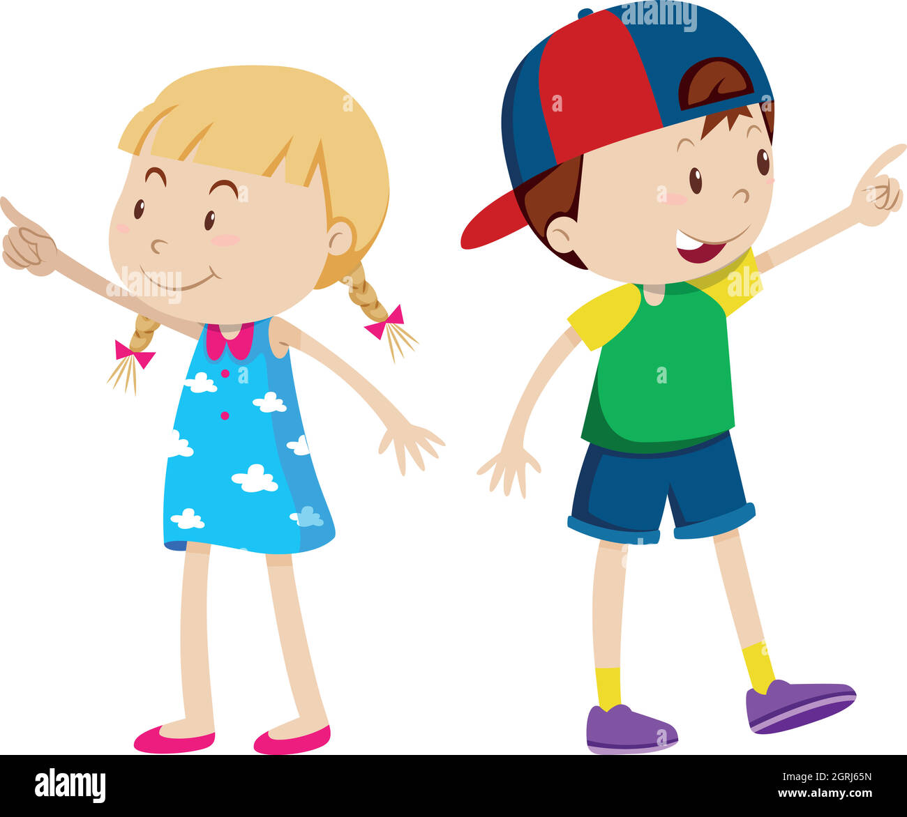 Girl pointing left and boy pointing right Stock Vector Image & Art - Alamy