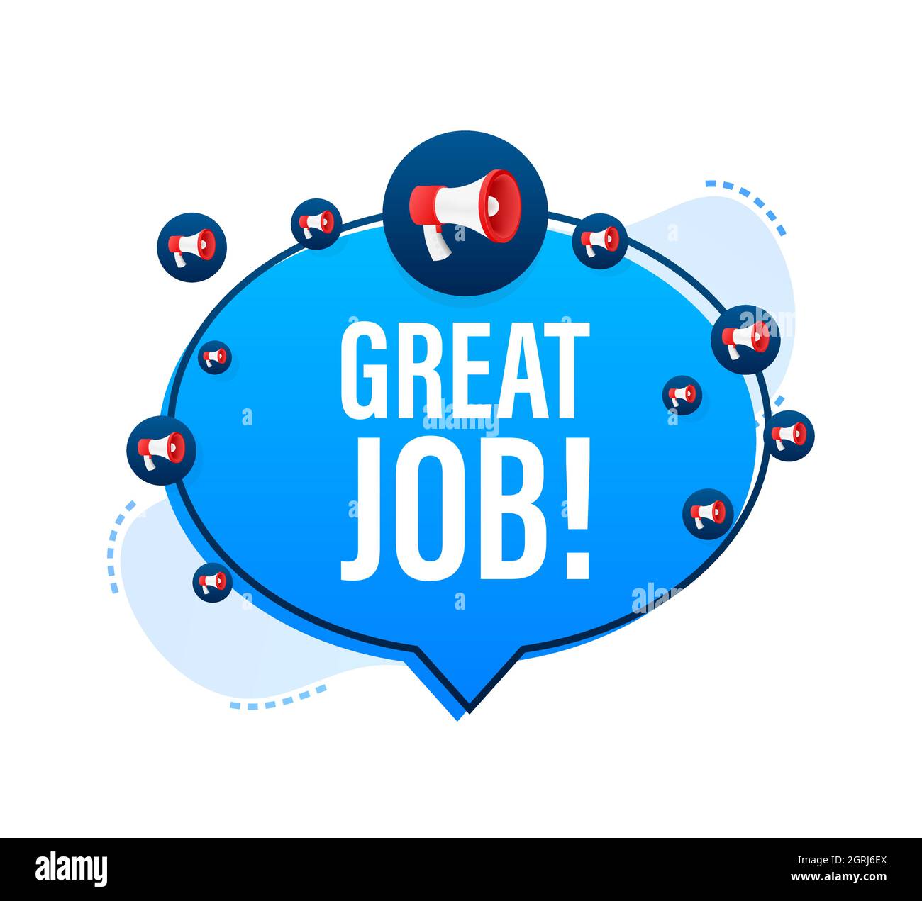 Megaphone with Great job. Megaphone banner. Web design. Vector stock ...