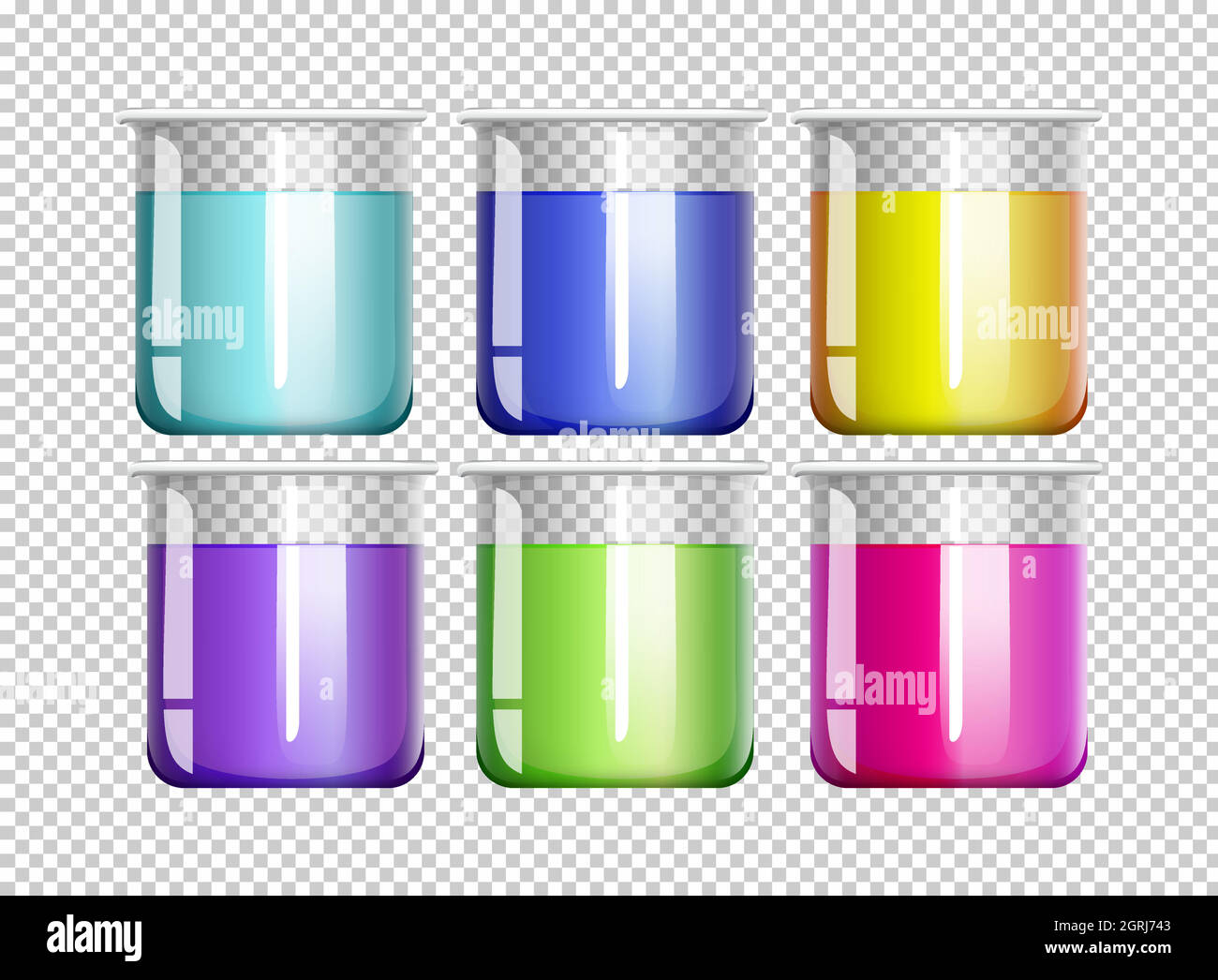 Six beakers filled with colorful liquid Stock Vector Image & Art - Alamy