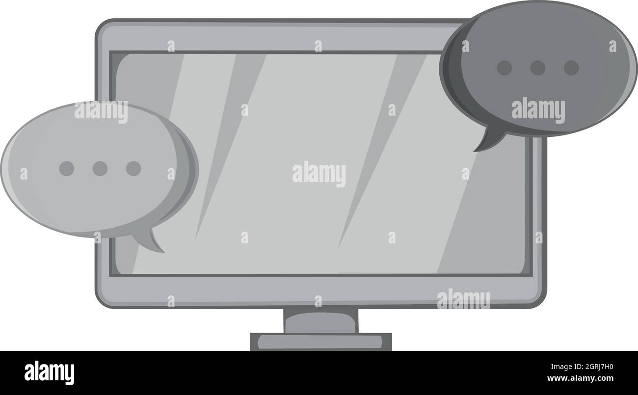 Messages on computer icon, black monochrome style Stock Vector Image ...