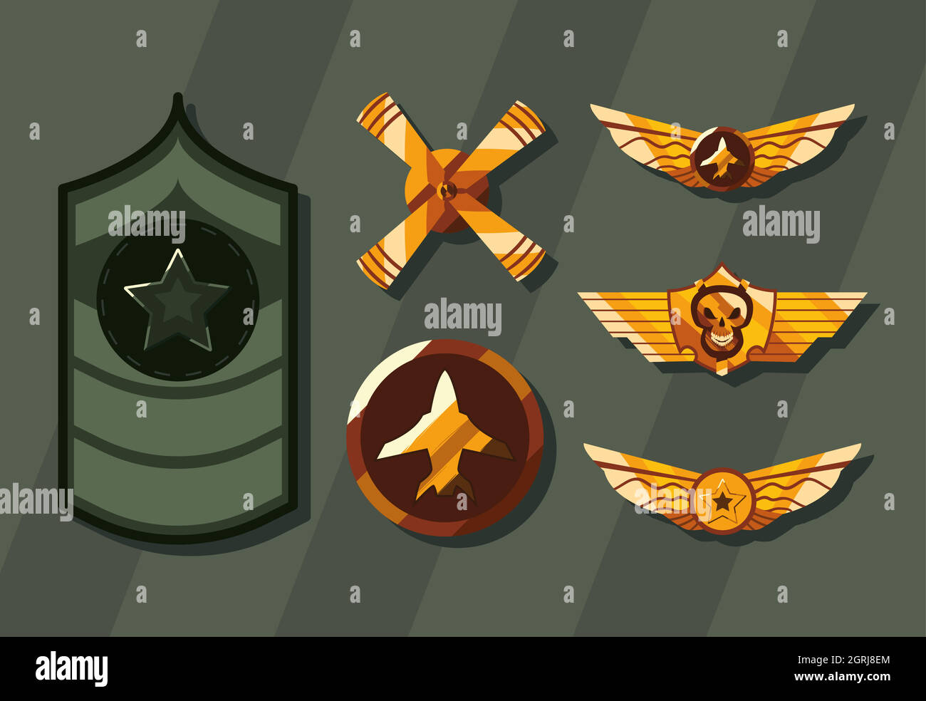 Military forces badges icon collection on striped background Stock ...